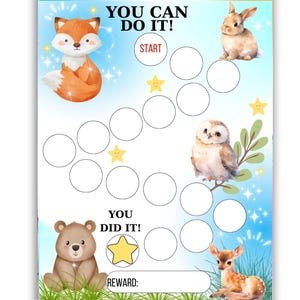 Woodland Animals Reward Chart Printable Forest Sticker Chart Fox Reward ...