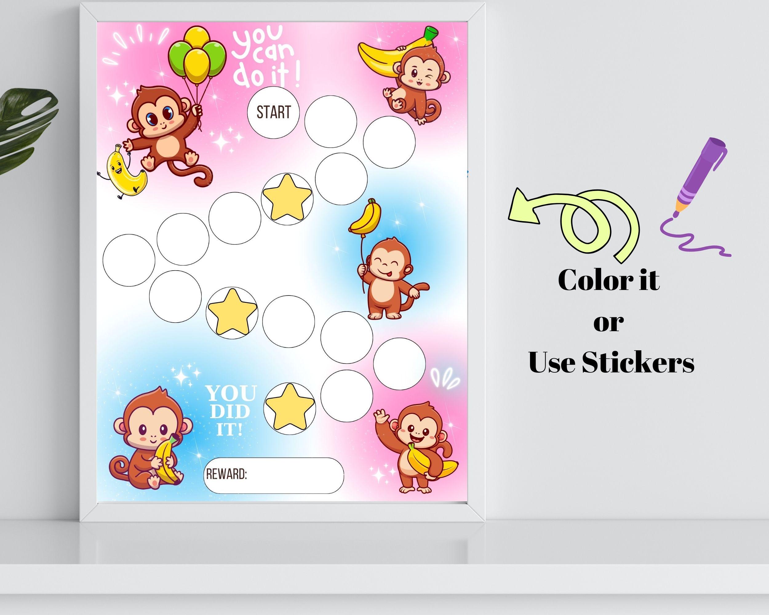 Monkey Reward Chart for Kids – Jungle Printable Sticker Chart | Chore ...