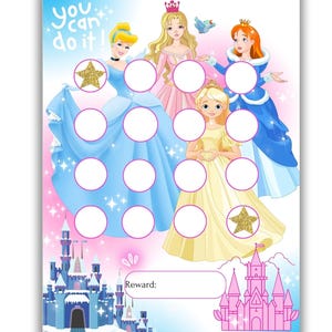 Girls Princess Reward Chart - Potty Training Chart - Chore Chart ...