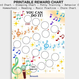 Printable Music Reward Chart - Goal Tracker - Music Practice Chart ...