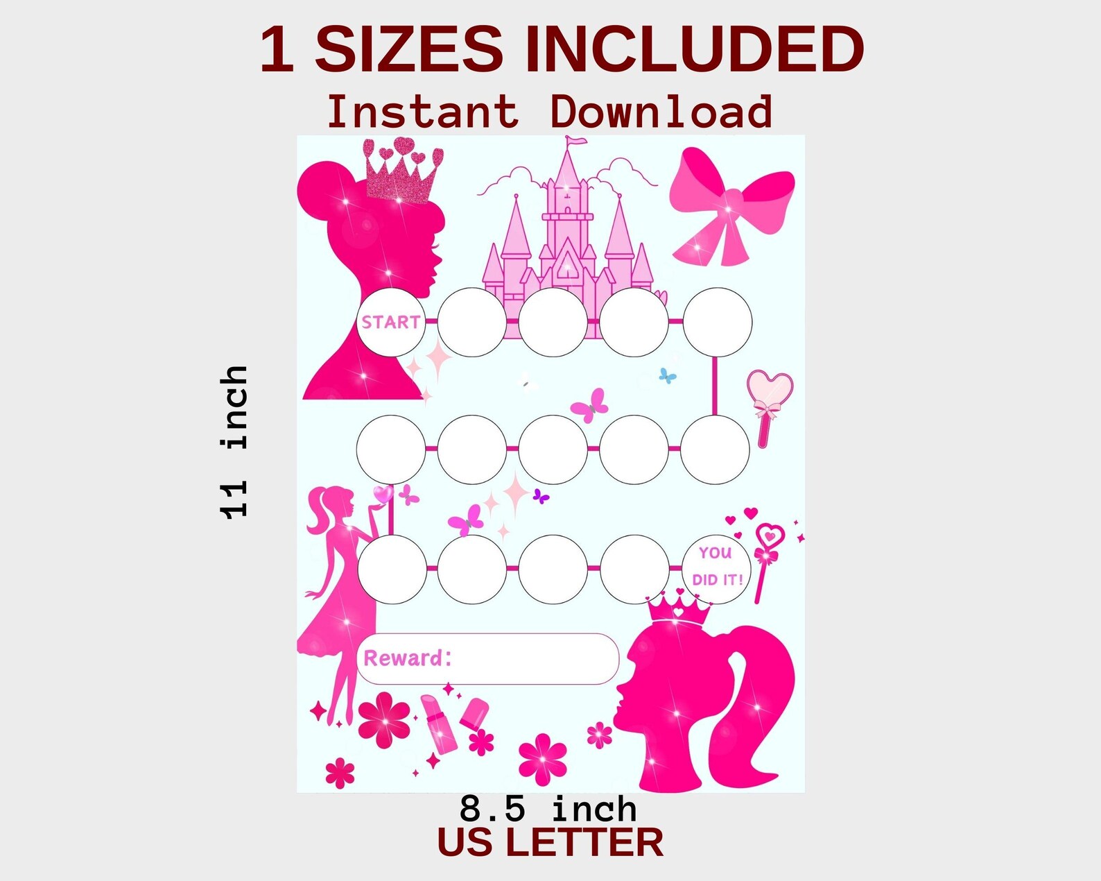 Princess Reward Chart Girls Princess Reward Chart Potty Training Chart ...