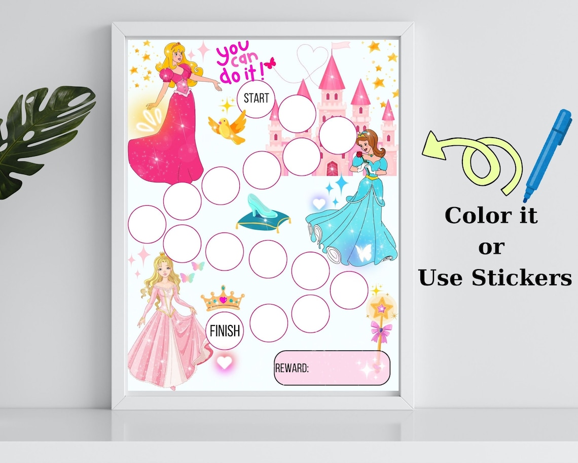 Girls Princess Reward Chart - Potty Training Chart - Chore Chart ...