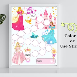 Girls Princess Reward Chart - Potty Training Chart - Chore Chart ...