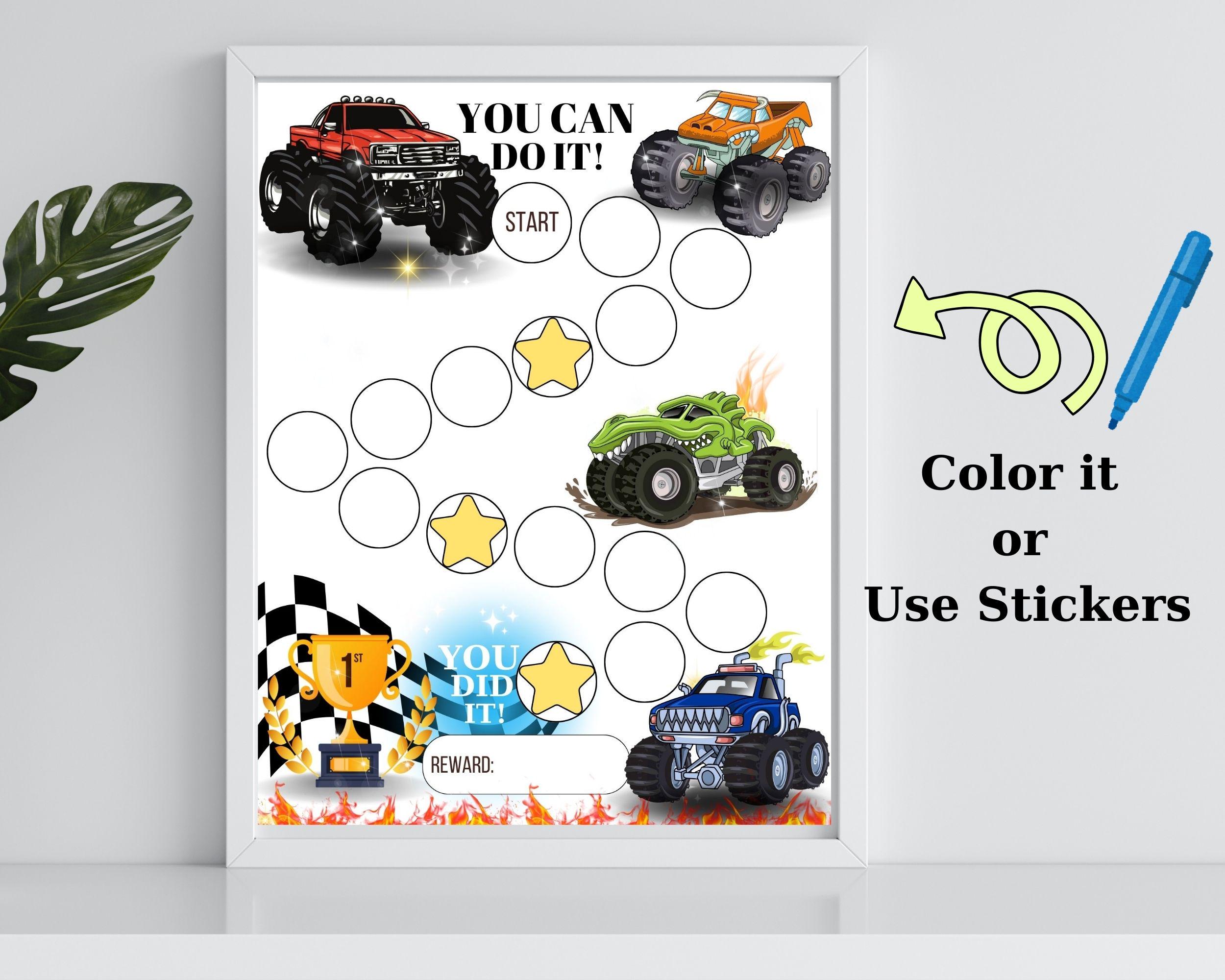 Monster Truck Reward Chart - Potty Training - Boys Behavior Chart ...