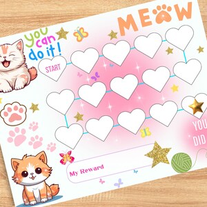 Cute Cat Reward Chart - Sticker Chart for Kids - Behavior Chart - Potty ...