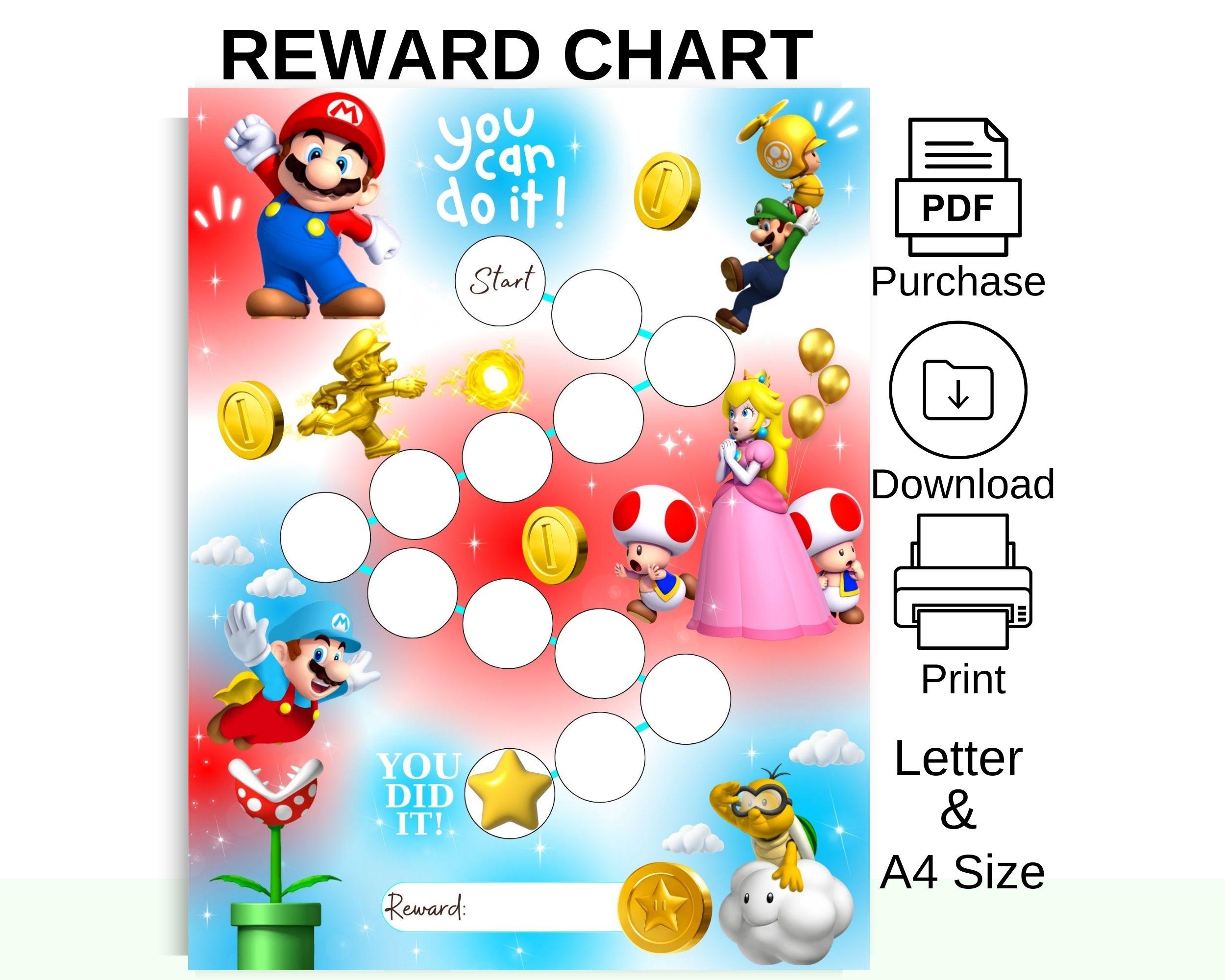 Reward Chart for Kids - Super Mario Bros Reward Chart - Potty Training ...