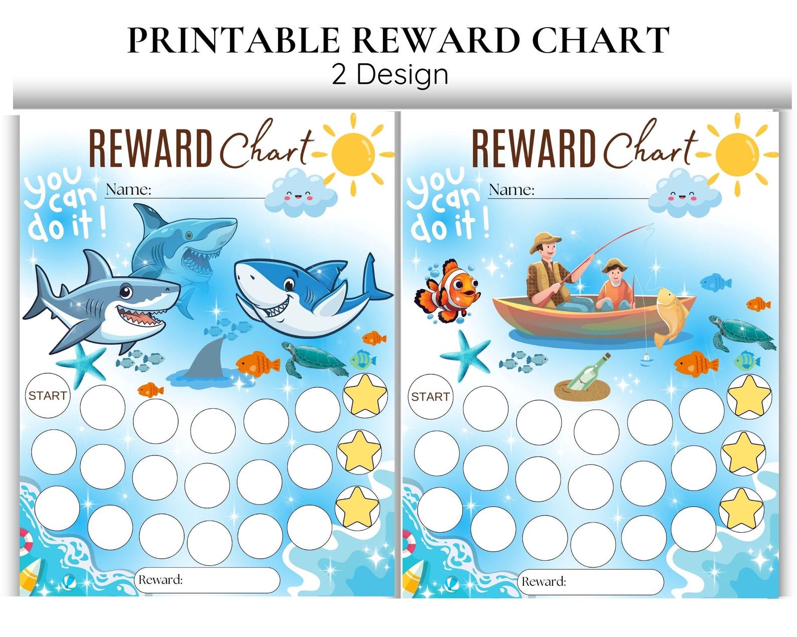 Printable Shark Reward Chart - Ocean Reward Chart - Under the Sea ...