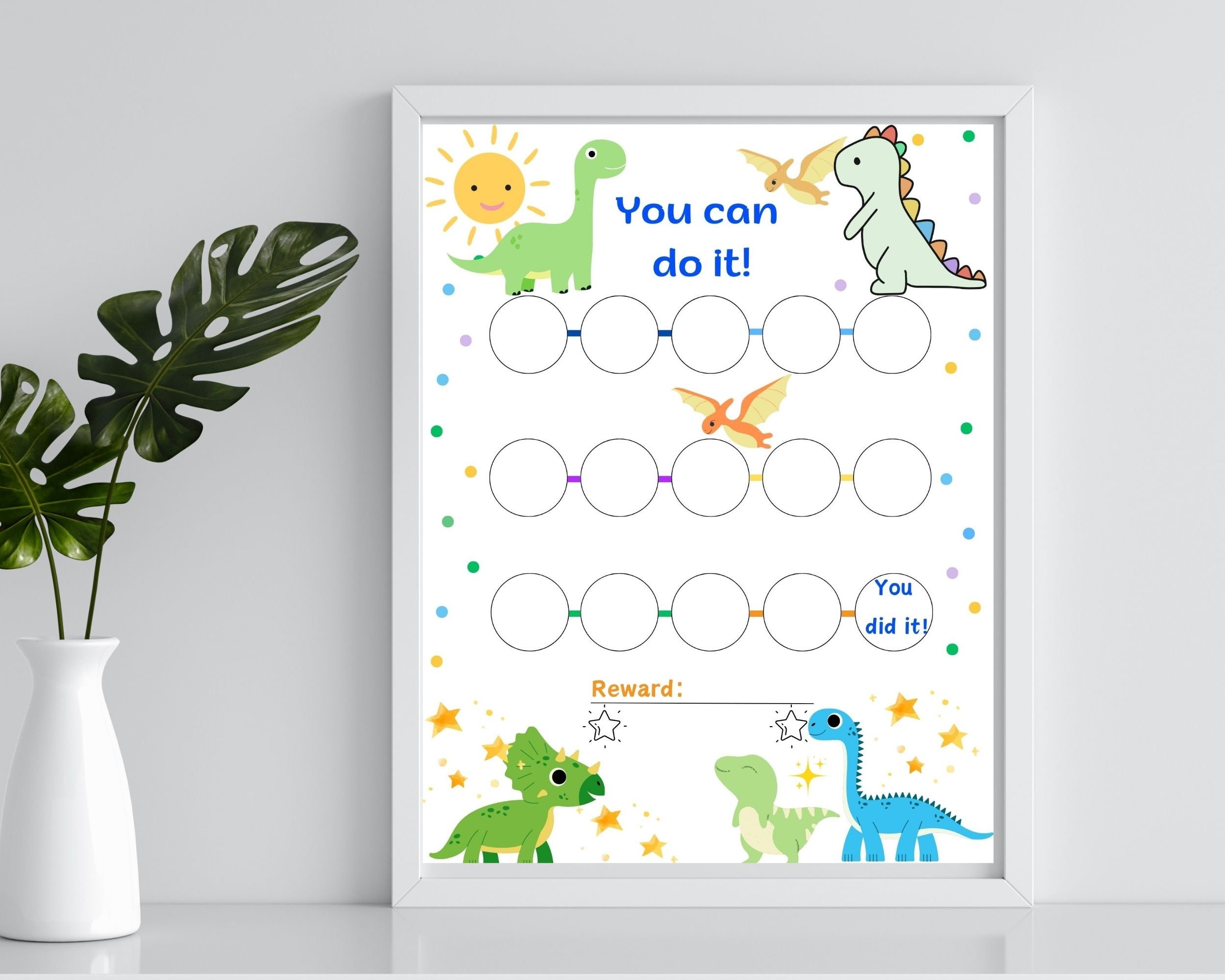 Dinosaur Reward Chart Potty Training Chart Kids Reward Chart Chore ...