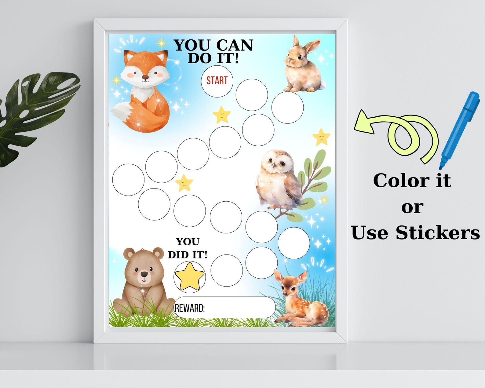 Woodland Animals Reward Chart - Printable Forest Sticker Chart - Fox ...
