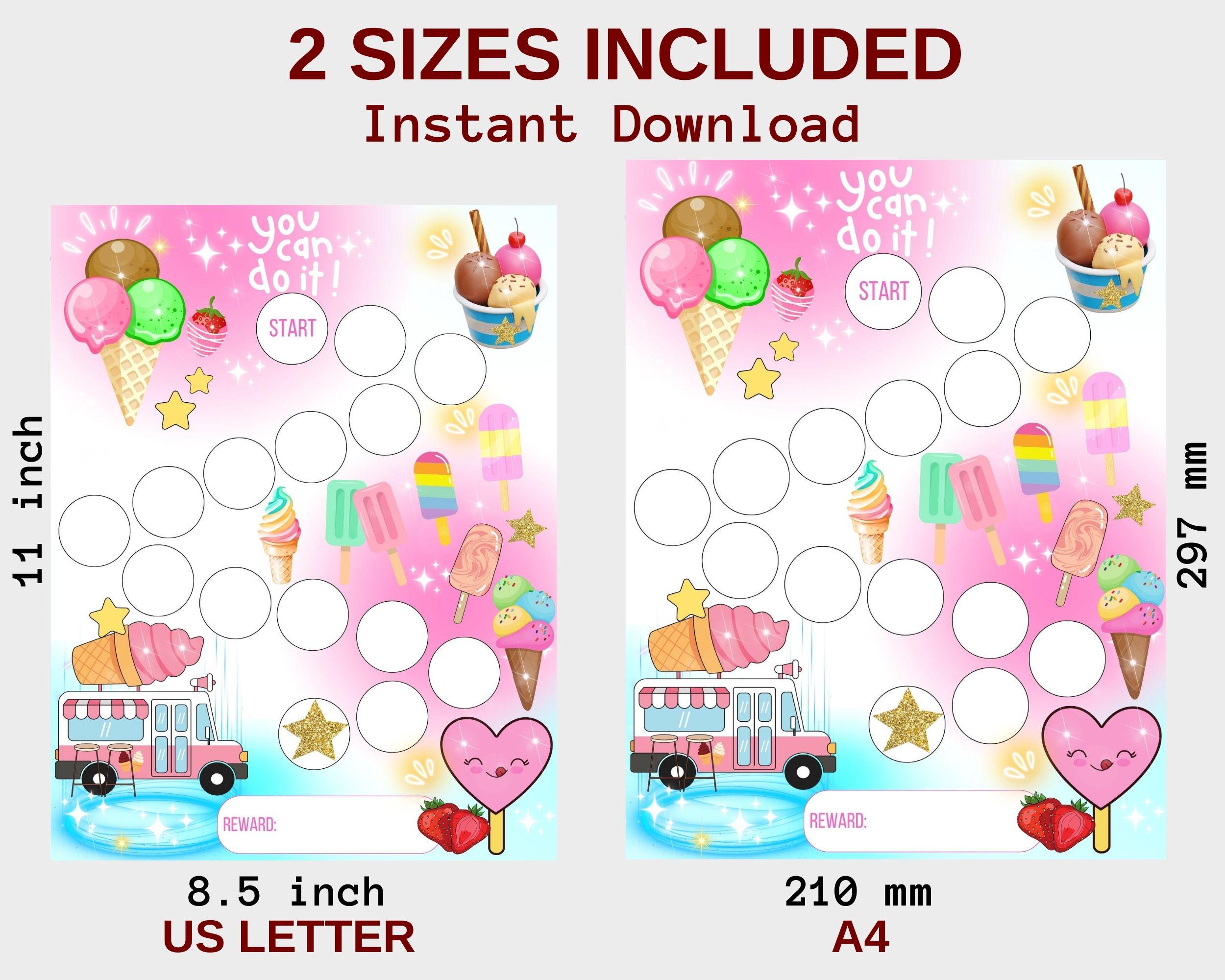 Ice Cream Reward Chart - Kids Behavior Chart - Potty Training Chart ...