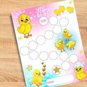 Chick Reward Chart - Sticker Reward Chart - Girls Chore Chart - Potty ...