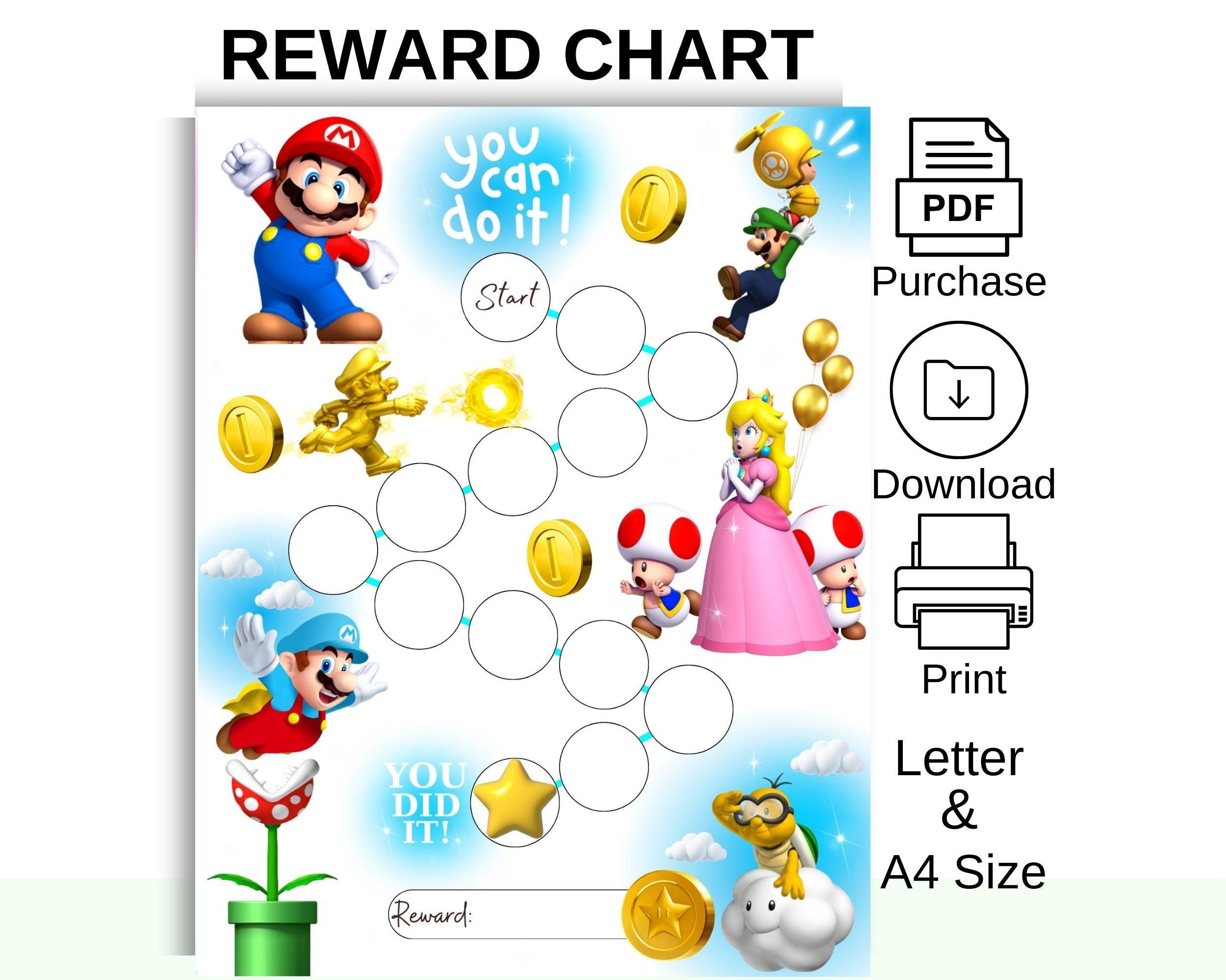 Reward Chart for Kids - Super Mario Bros Reward Chart - Potty Training ...