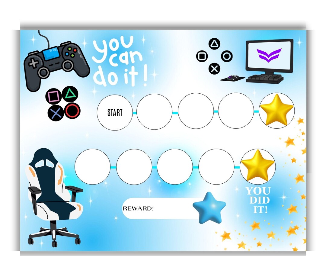 Gaming Reward Chart - Printable Video Game Reward Chart - Screen Time ...