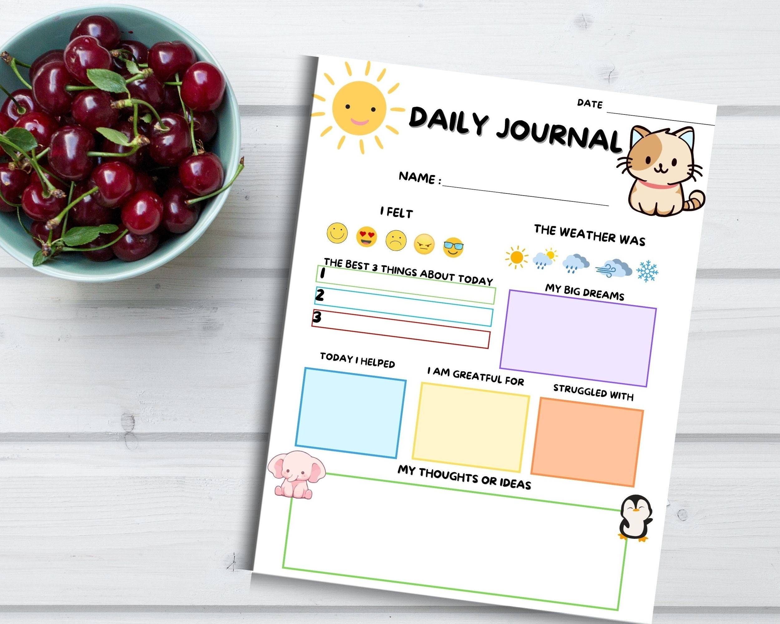 Kids Daily Journal Printable Journal for Kids Diary for Children Kids ...
