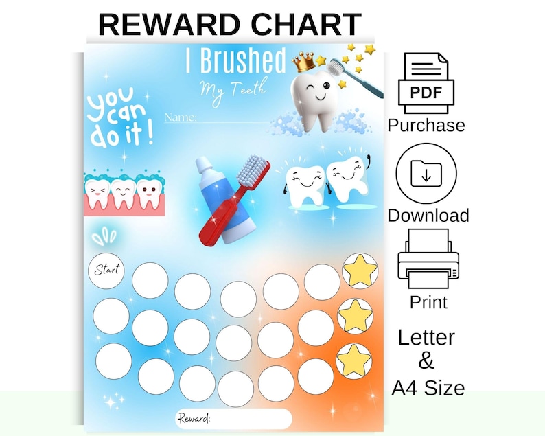 Teeth Brushing Reward Chart - Tooth Brushing Reward Chart - Sticker ...