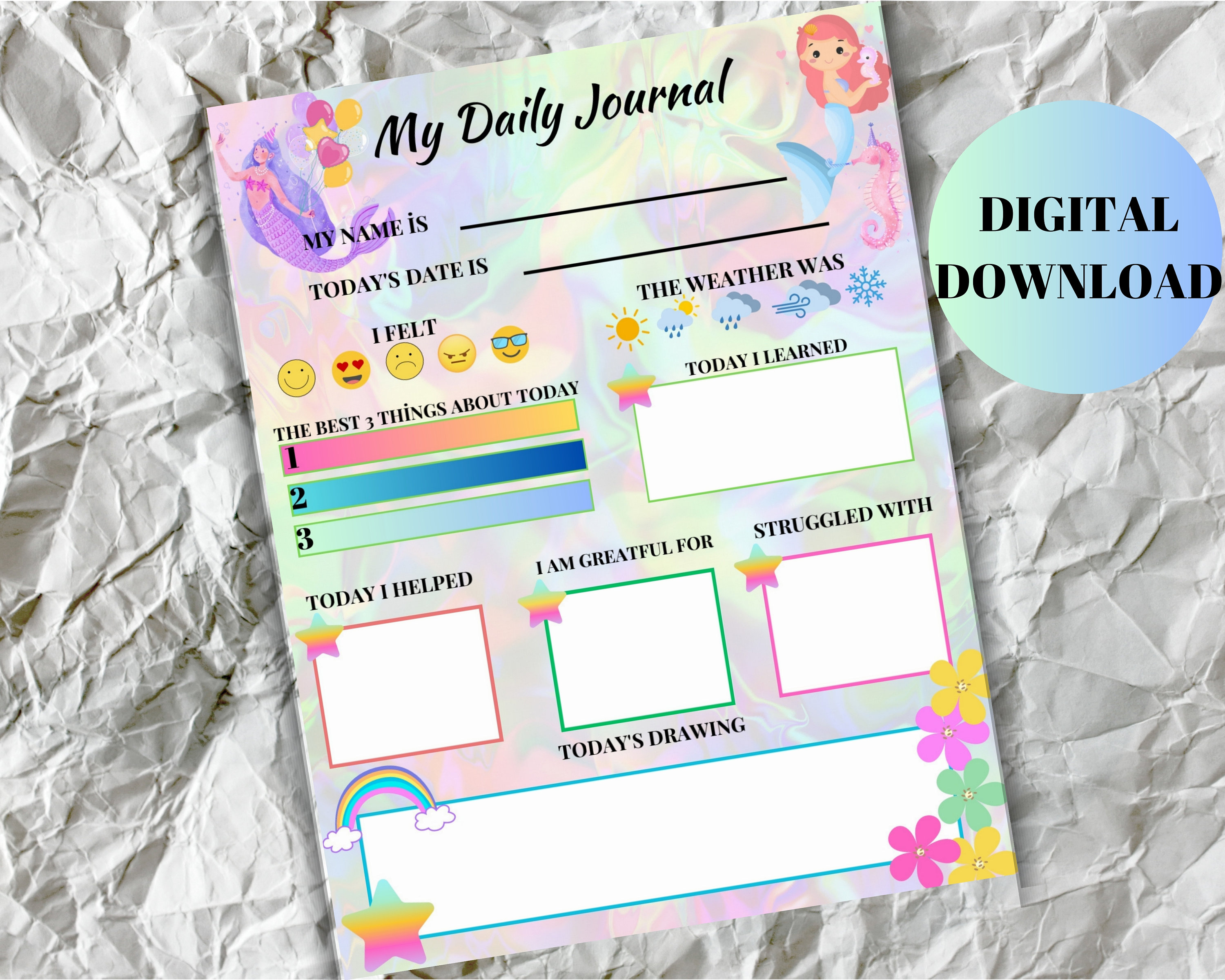Kids Daily Journal Printable Journal for Kids Diary for Children Kids ...