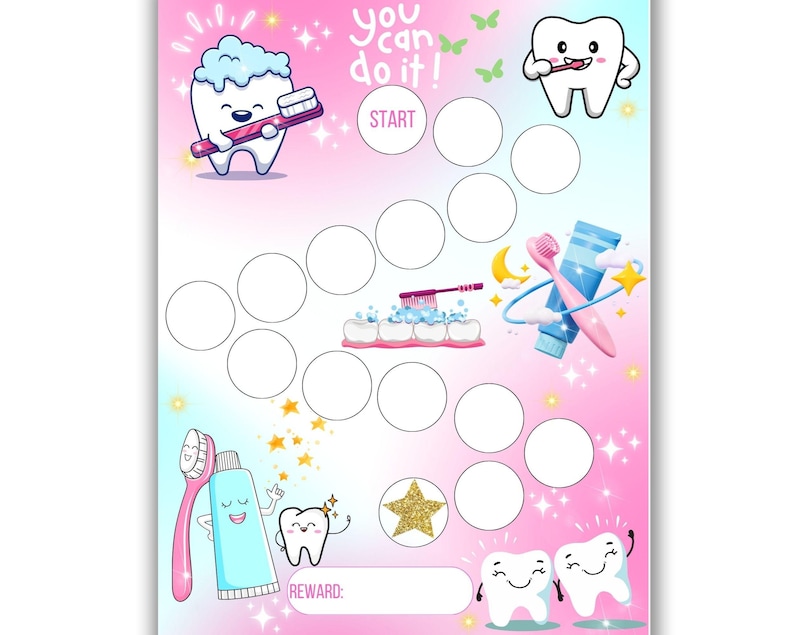 Teeth Brushing Reward Chart Tooth Brushing Reward Chart Sticker Chart ...