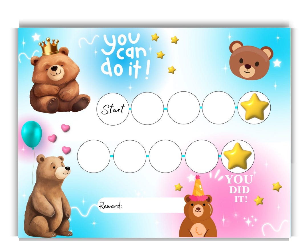 Bear Reward Chart for Kids – Cute Printable Sticker Chart | Chore ...