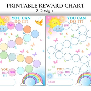 Printable Rainbow Reward Chart - Sun Reward Chart - Toddler Reward ...