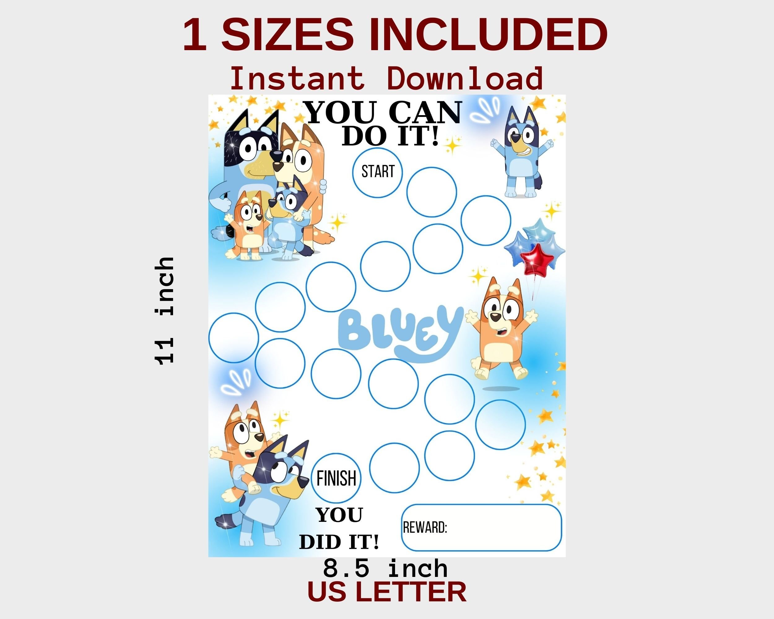 Bluey Reward Chart Kids Reward Chart Potty Training Chart Chore Chart ...