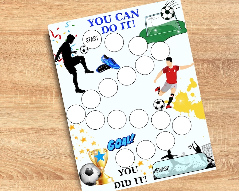 Football Reward Chart - Boys Behavior Chart - Kids Chore Chart - Sleep ...