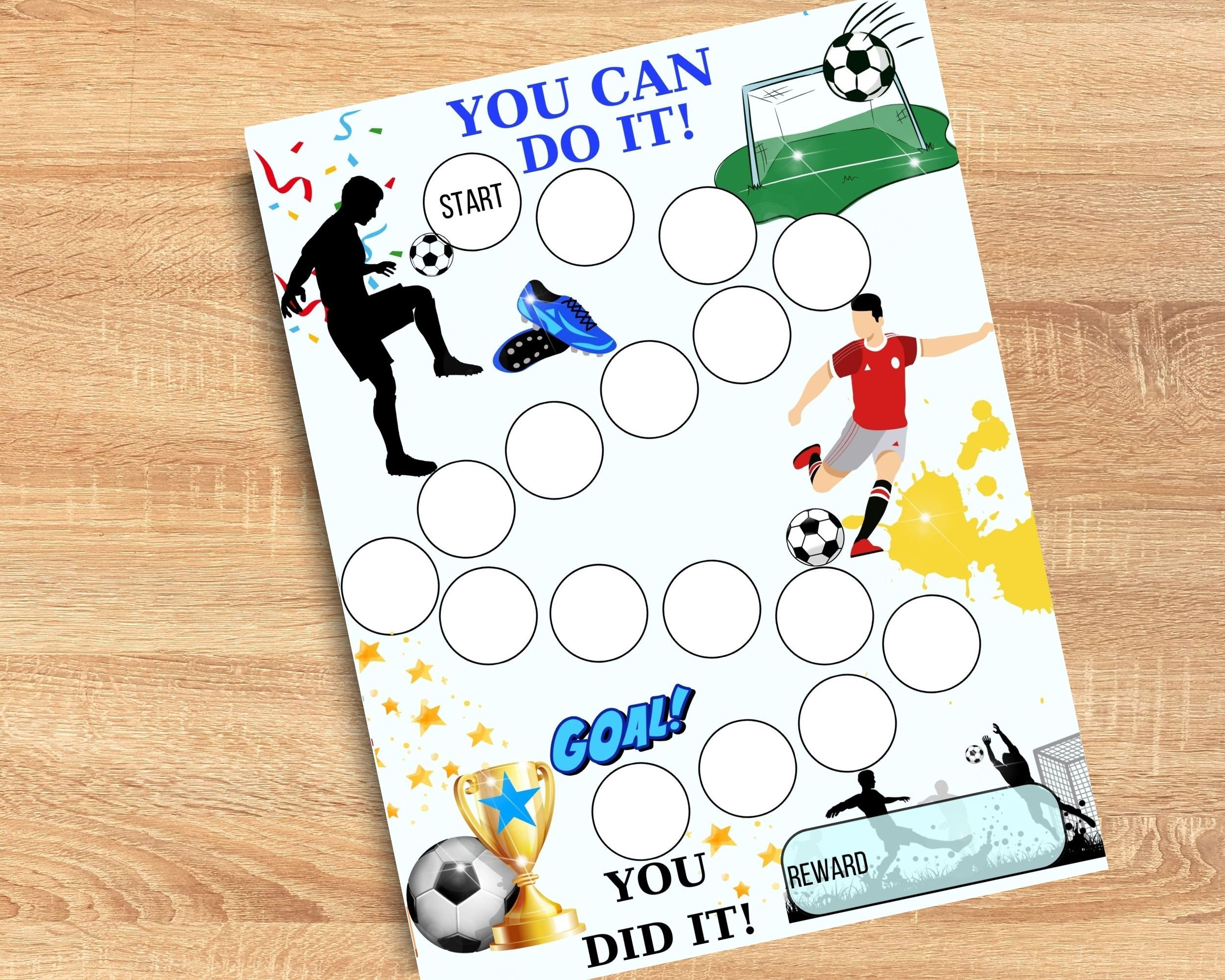 Football Reward Chart - Boys Behavior Chart - Kids Chore Chart - Sleep ...