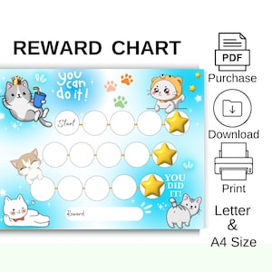 Funny & Cute Cat-themed Reward Chart for Kids – Printable Behavior ...