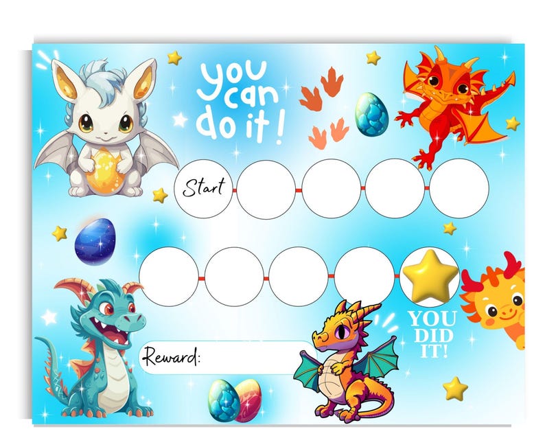 Baby Dragon Reward Chart - Cute Printable Chore Chart for Kids ...
