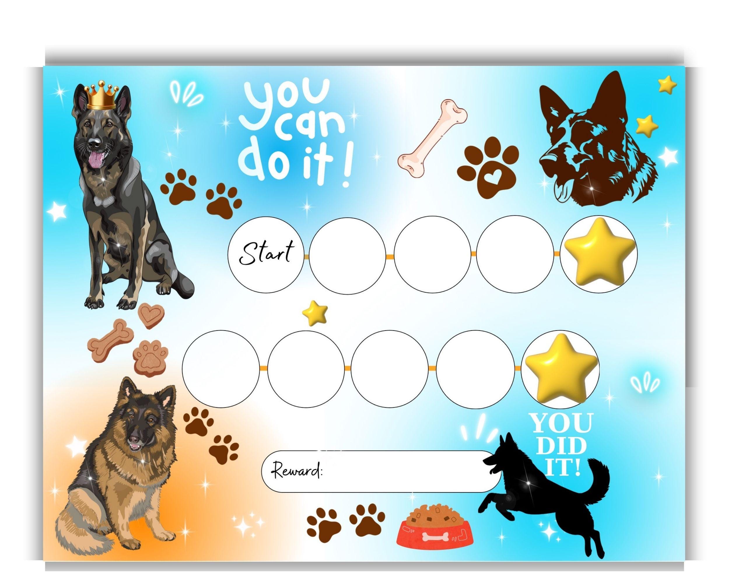 German Shepherd Reward Chart for Kids and Dogs – Printable Puppy ...