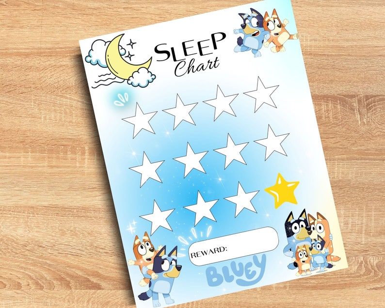 Bluey Sleeping Chart - Printable Sleep Tracker for Kids - Sticker Chart ...