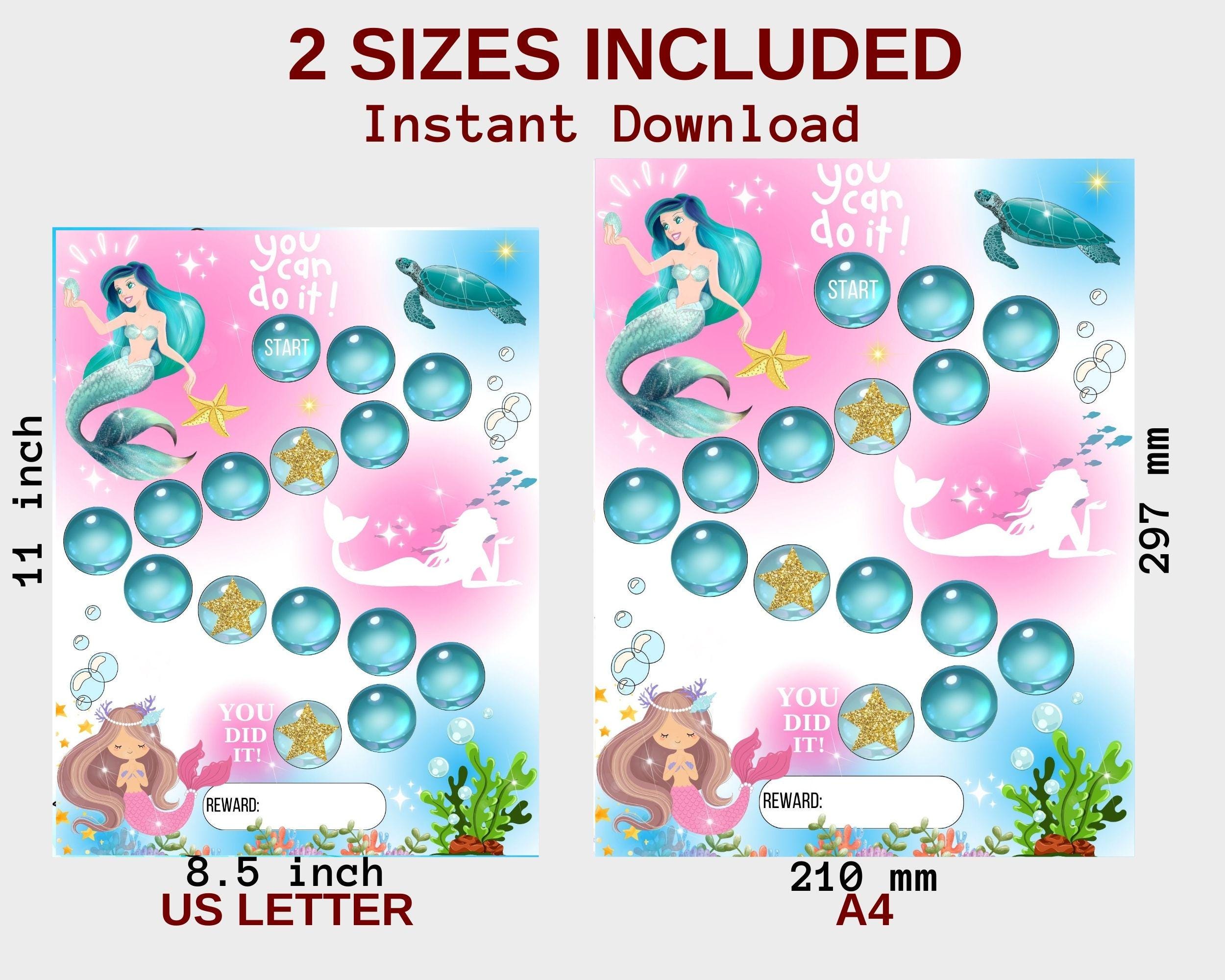 Mermaid Reward Chart - Girls Reward Chart - Potty Training Chart ...