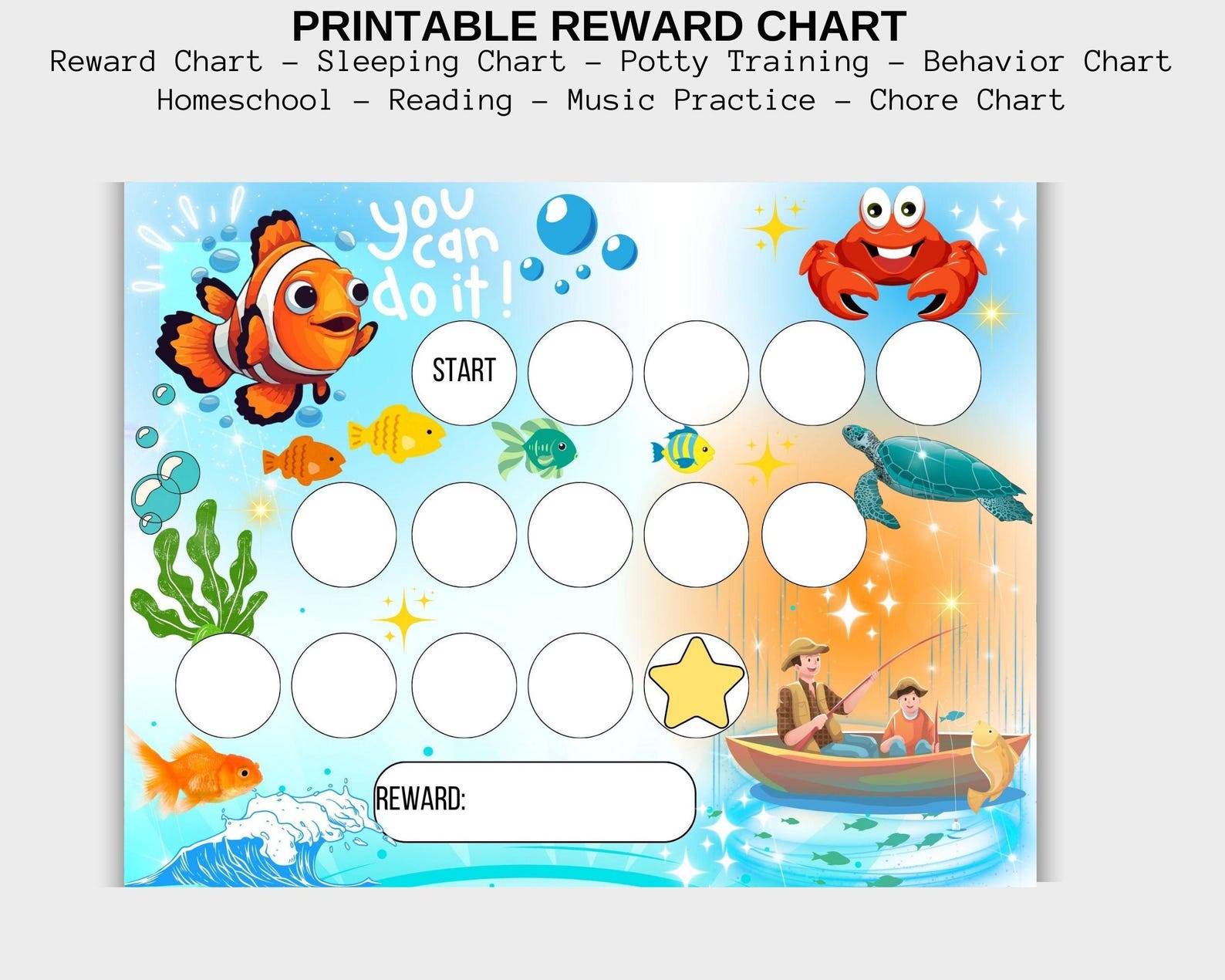 Ocean Reward Chart - Fish Reward Chart - Under the Sea Behavior Chart ...