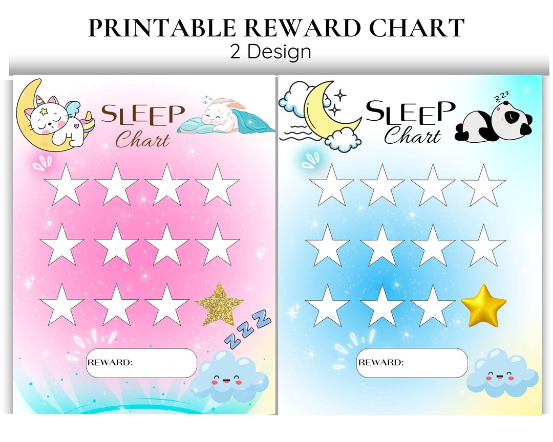 Kids Sleep Routine Chart Printable | Pink - Blue Bedtime Reward Charts ...