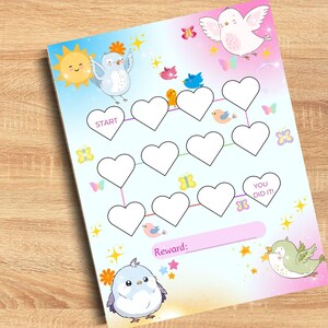 Bird Reward Chart for Kids - Sun Rainbow Reward Chart - Toddler Reward ...