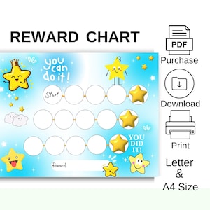 Colorful Star Reward Chart for Kids – Printable Behavior Chart, Potty ...