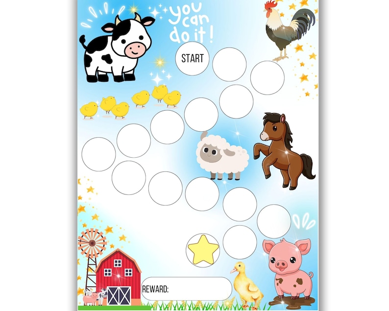 Farm Reward Chart - Kids Behavior Chart - Potty Training Chart - Chore ...