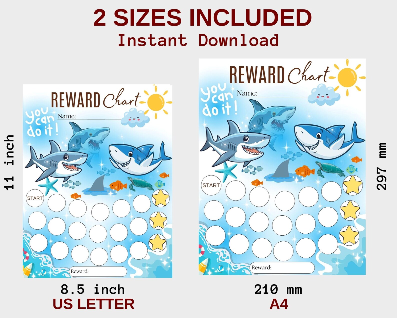 Printable Shark Reward Chart - Ocean Reward Chart - Under the Sea ...