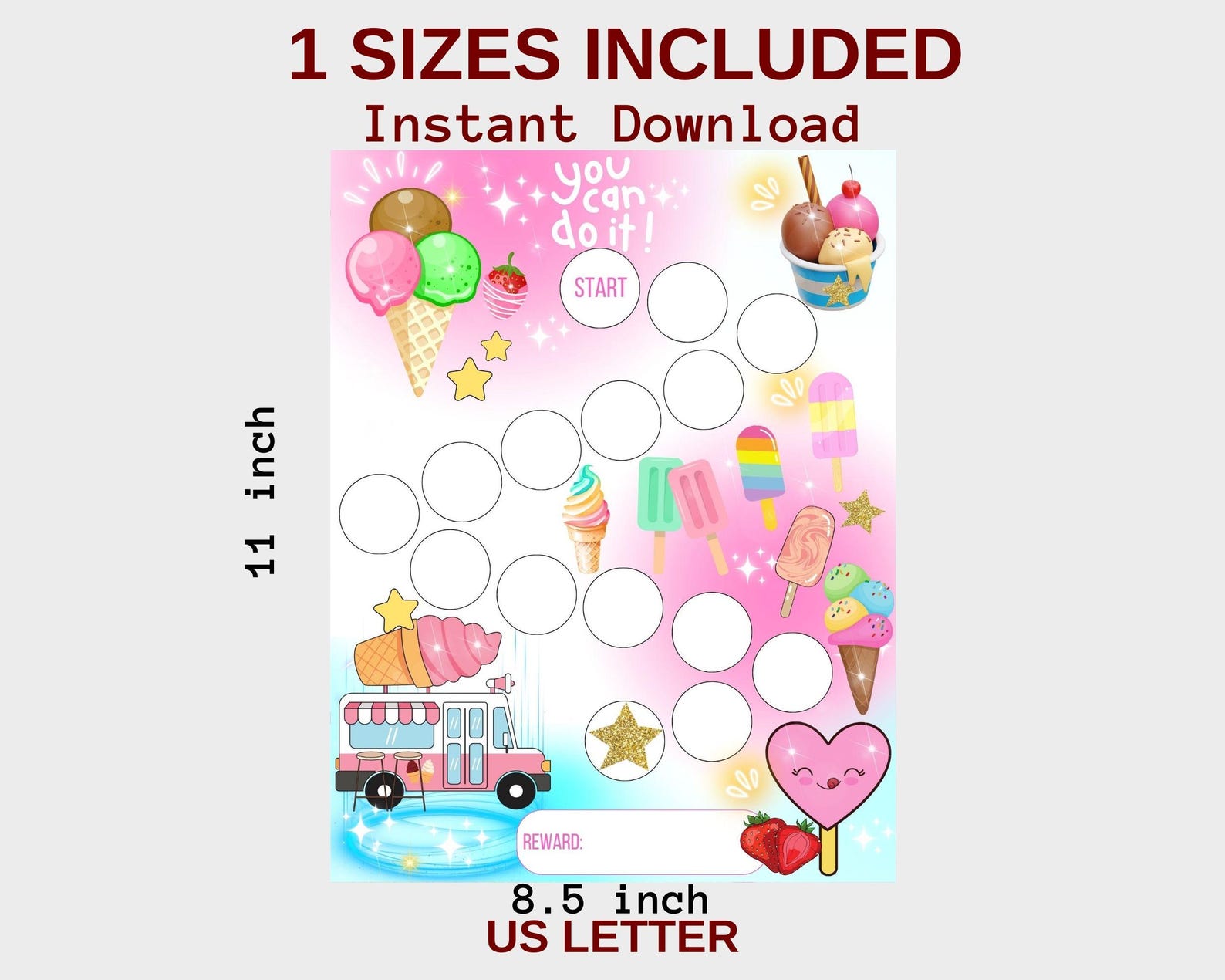 Ice Cream Reward Chart Kids Behavior Chart Potty Training Chart Chore ...