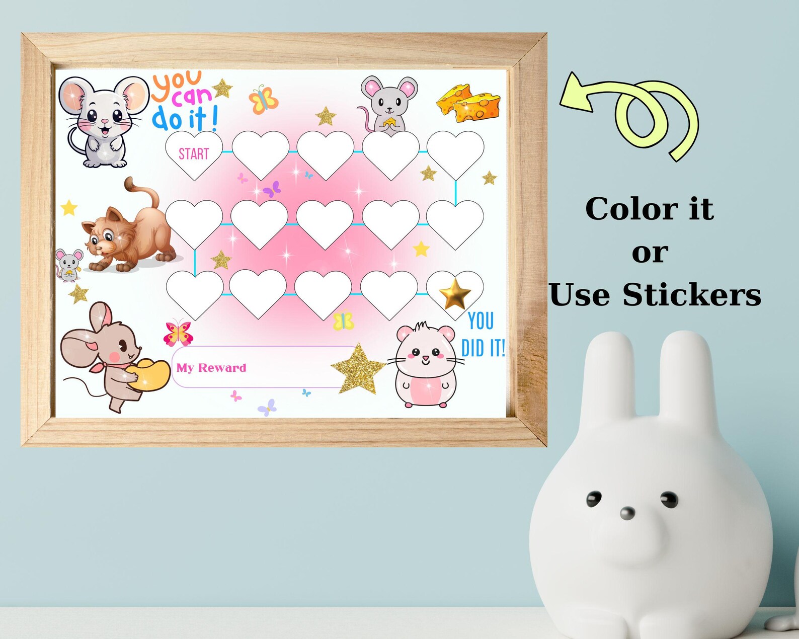 Mouse Reward Chart - Sticker Chart - Girls Chore Chart - Kids Sleeping ...