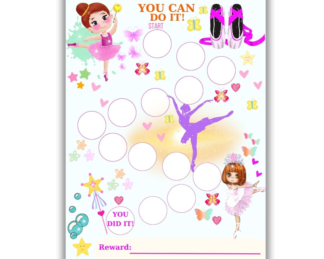 Printable Ballerina Reward Chart Ballet Reward Chart Girls Potty ...