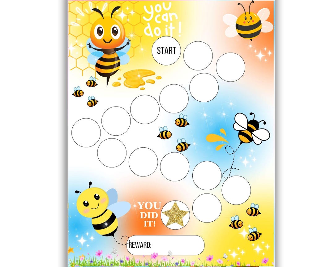 Bee Reward Chart for Kids: Printable Chore - Behavior - Potty Training ...