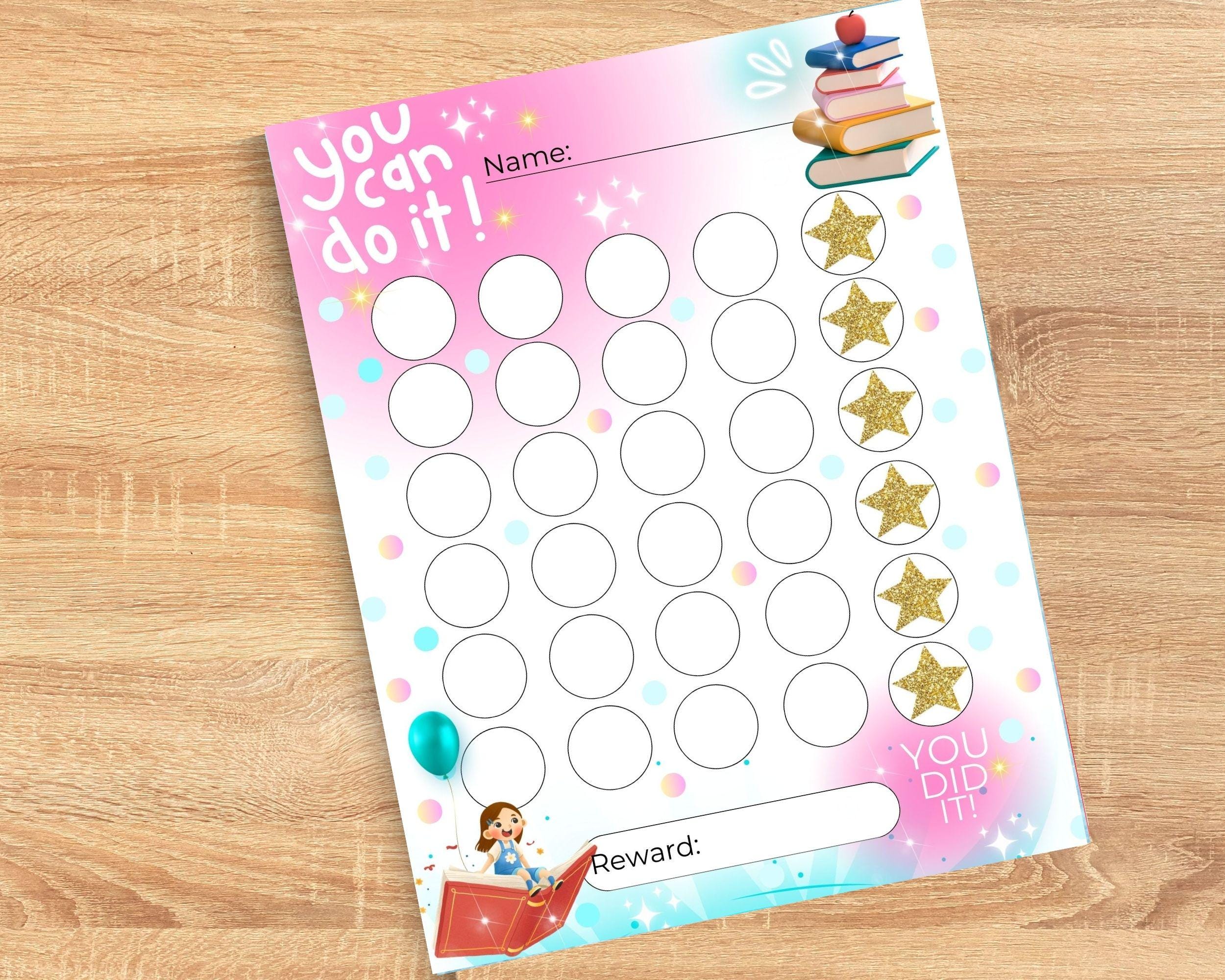 Printable Reading Reward Chart for Girls: Kids Book Tracker (A4-US ...
