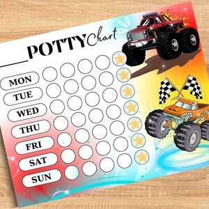 Monster Truck Potty Training Chart - Toilet Training Chart - Potty ...