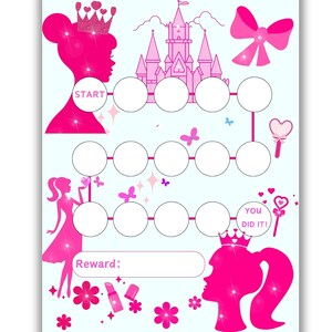 Princess Reward Chart - Girls Princess Reward Chart - Potty Training ...