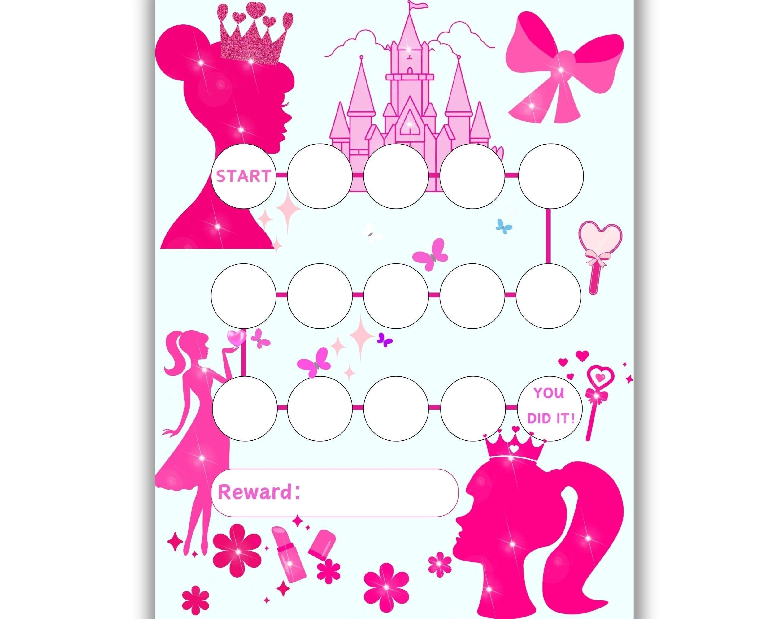 Princess Reward Chart Girls Princess Reward Chart Potty Training Chart ...