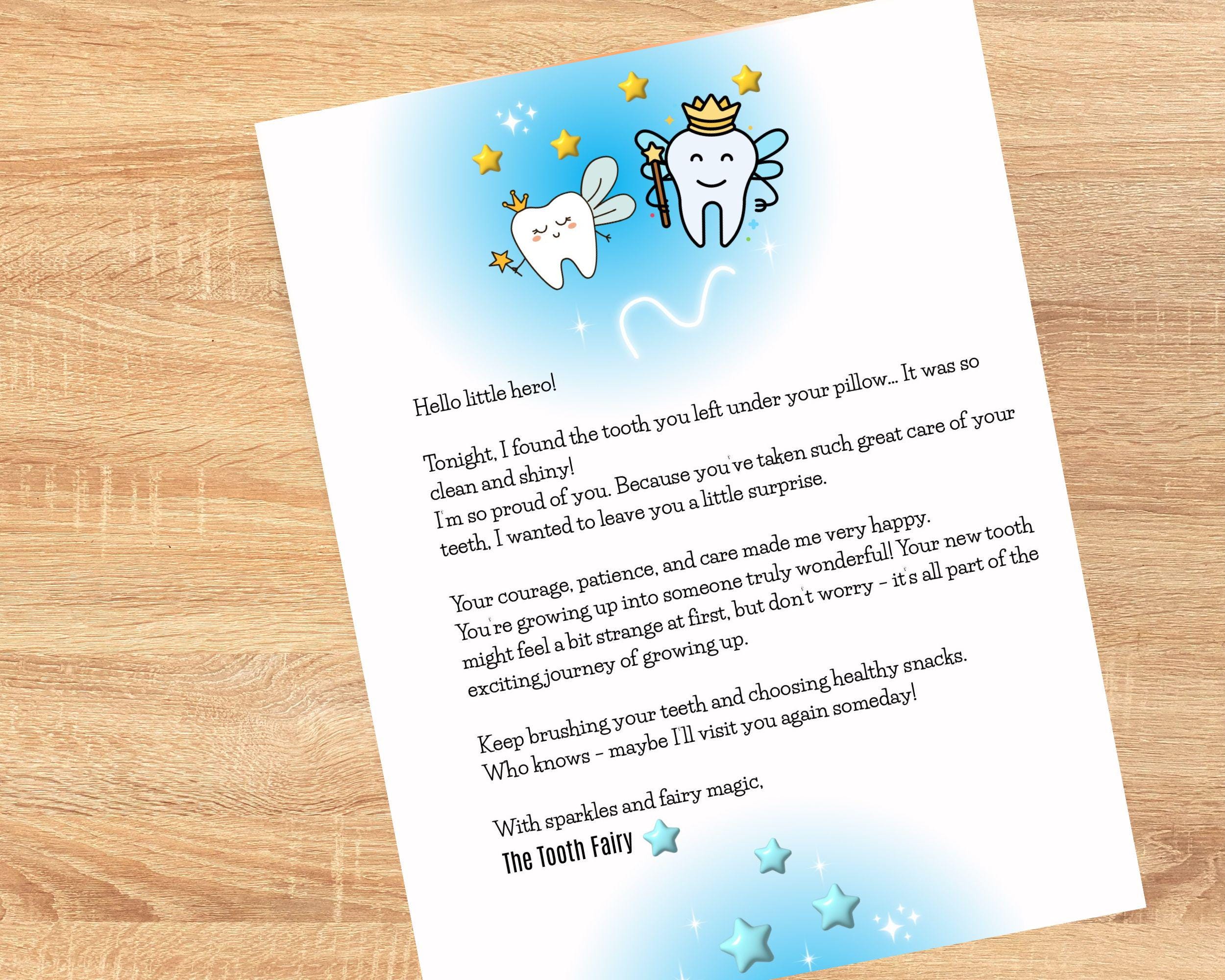 Tooth Fairy Letter for Boys | Printable Tooth Fairy Note | Magical ...