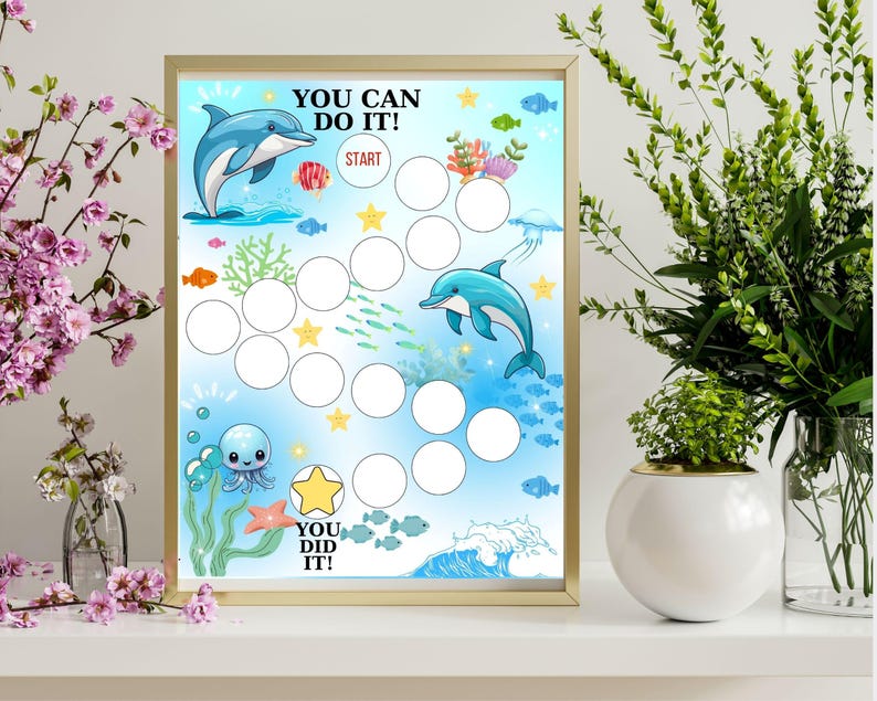 Printable Dolphin Reward Chart for Kids – Under the Sea Potty Training ...