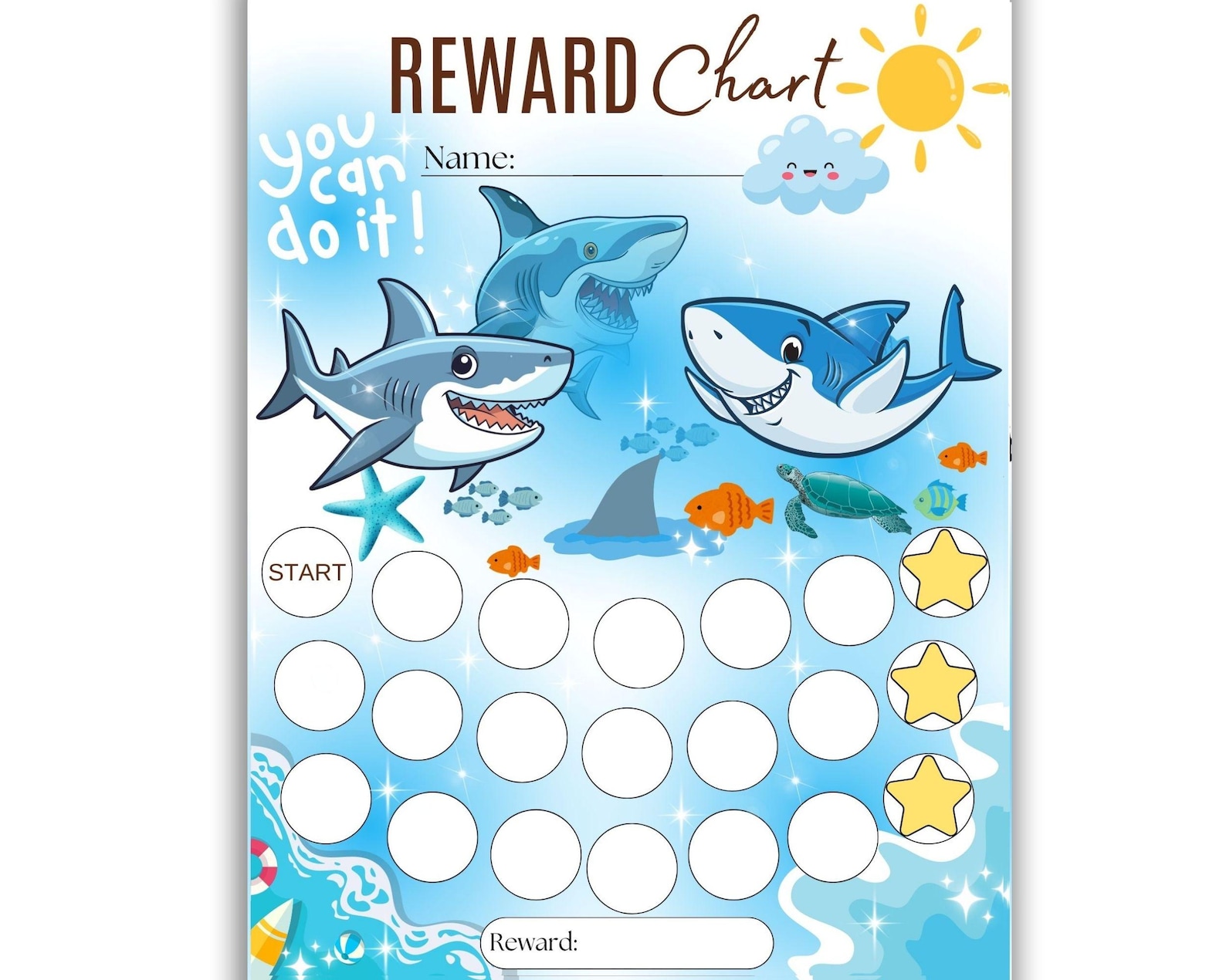Printable Shark Reward Chart - Ocean Reward Chart - Under the Sea ...