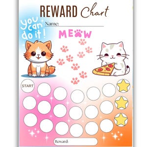 Printable Cat Reward Chart - Girls Reward Chart - Behavior Chart ...