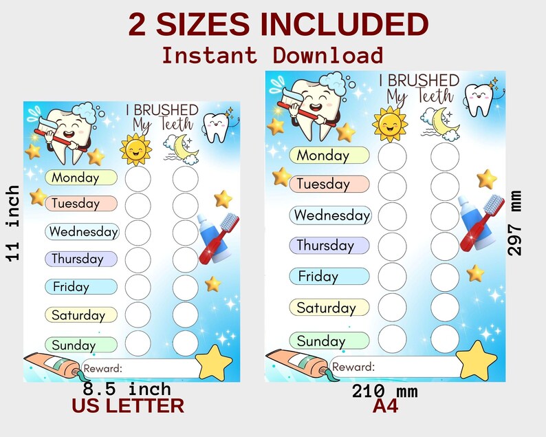 Teeth Brushing Reward Chart - Tooth Brushing Reward Chart - Sticker ...